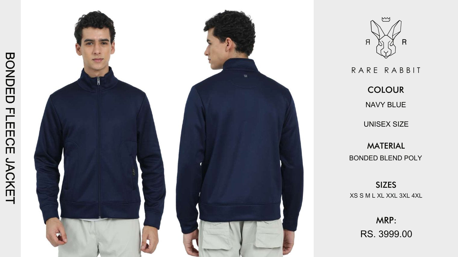 Bonded Fleece Jacket - Navy Blue – cometbox
